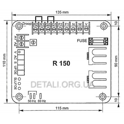 AVR регулятор напряжения генератора Leroy Somer R150 AVR регулятор ...